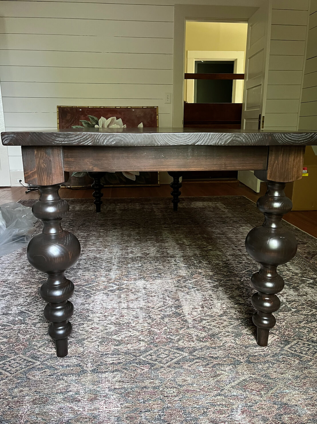 DIY Modern Turned Leg Dining Table - Renee Renovates