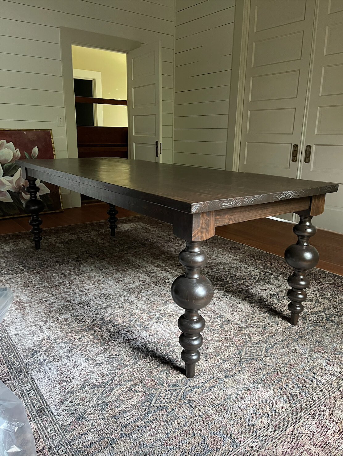DIY Modern Turned Leg Dining Table - Renee Renovates